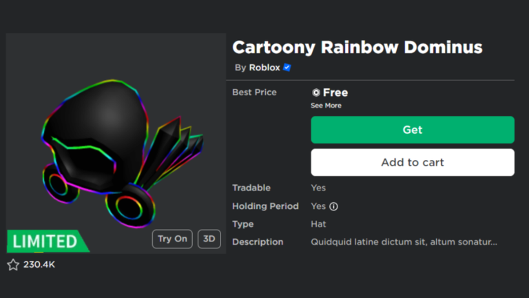 RobloxGo | FREE UGC Cartoony Rainbow Dominus VS 凹凸世界：自由丛林 Full Comparison